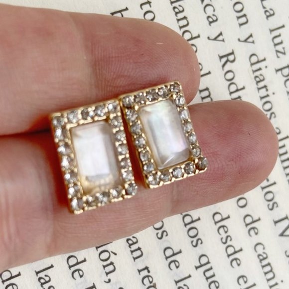 Alquimia | Jewelry | Opal And Cz Baguette Gold Jeweled Studs | Poshmark